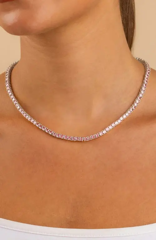 Sterling Forever Marisol Round Cut Cubic Zirconia Tennis Necklace - Silver