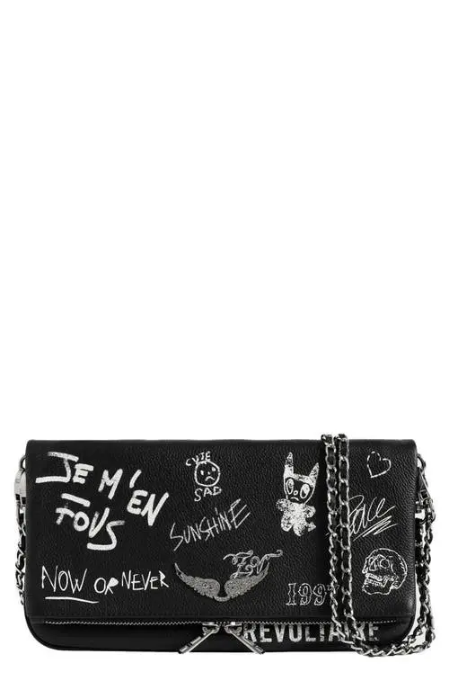 Zadig&Voltaire Rock Arty Tag Leather Clutch - Black