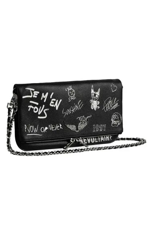 Zadig&Voltaire Rock Arty Tag Leather Clutch - Black