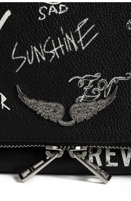 Zadig&Voltaire Rock Arty Tag Leather Clutch - Black