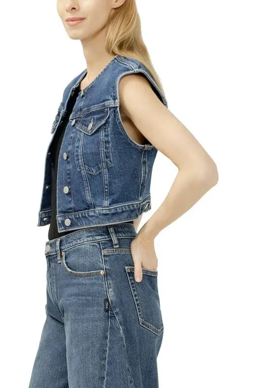SILVER JEANS CO. Crop Denim Trucker Vest