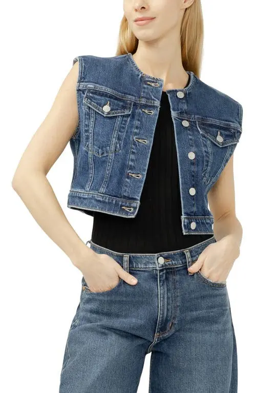 SILVER JEANS CO. Crop Denim Trucker Vest