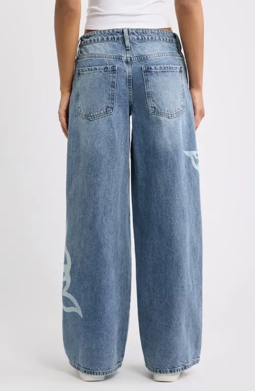YMI Tattoo Butterfly High Waist Wide Leg Jeans