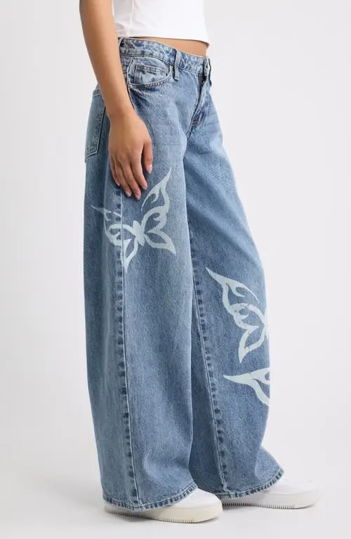 YMI Tattoo Butterfly High Waist Wide Leg Jeans