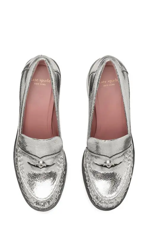 Kate Spade New York Metallic Leather Penny Loafer Pump