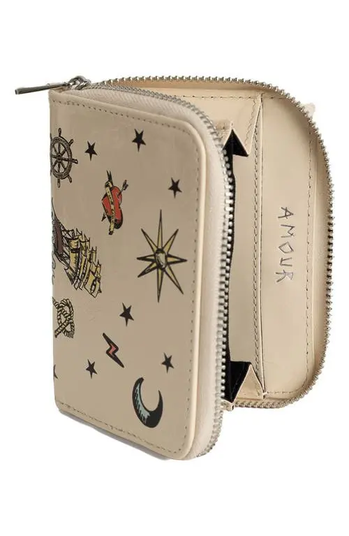 Zadig&Voltaire Mini Zv Tattoo Leather Zip Around Wallet