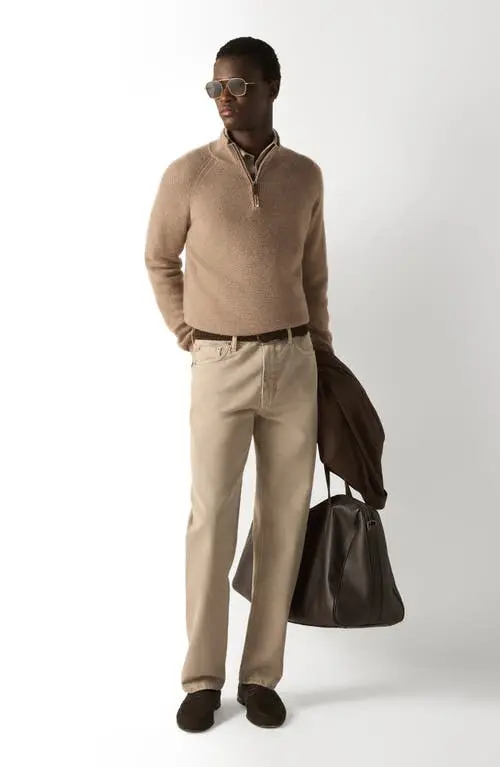 Zegna Oasi Cashmere Jacquard Quarter Zip Sweater