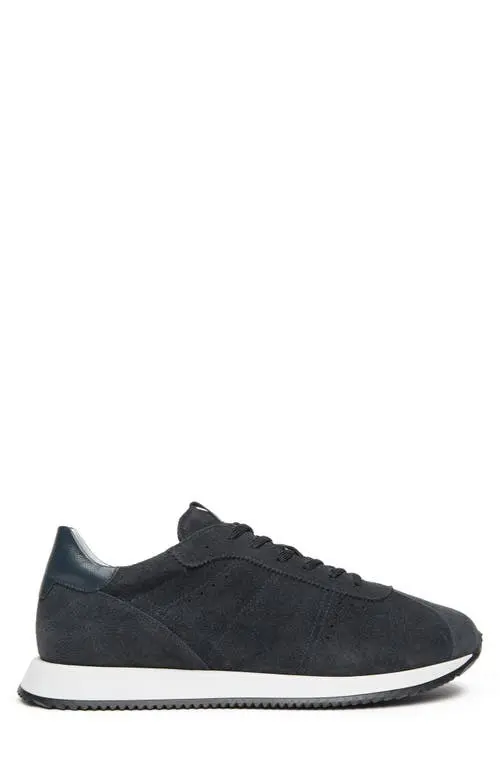 NEROGIARDINI Retro Leather Lace Up Sneaker - Navy