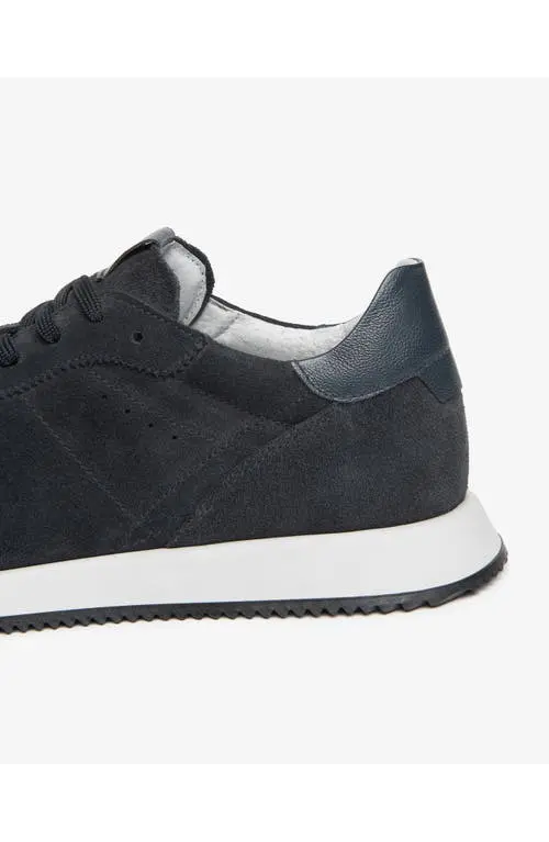 NEROGIARDINI Retro Leather Lace Up Sneaker - Navy