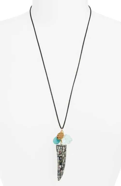 Nest Jewelry Abalone Tusk Cord Pendant Necklace