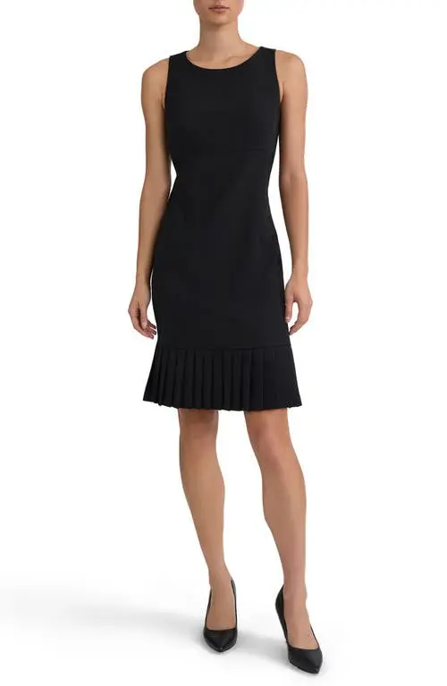 KASPER Pleated Sleeveless Sheath Dress - Black