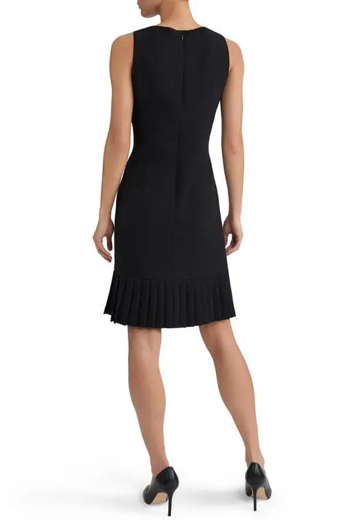 KASPER Pleated Sleeveless Sheath Dress - Black