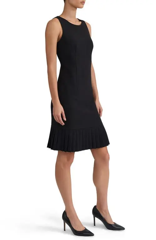 KASPER Pleated Sleeveless Sheath Dress - Black