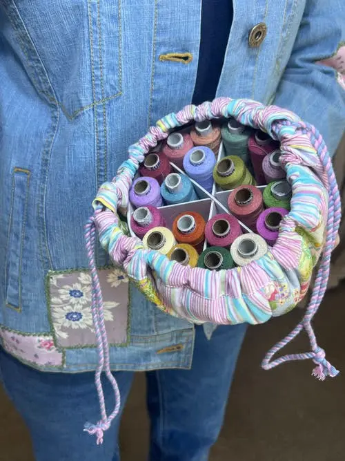 MODERN PRAIRIE Garden Collage Patchwork Drawstring Pouch