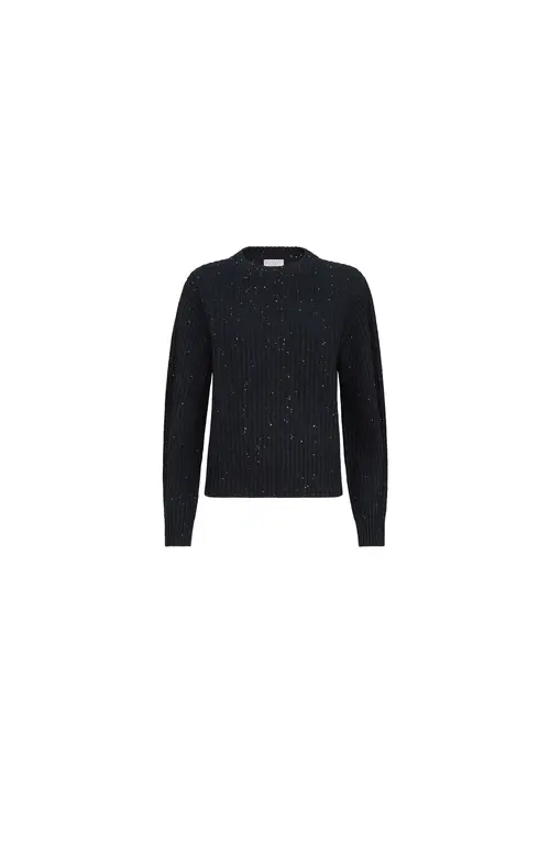Brunello Cucinelli Sequined Ribbed Crewneck Sweater