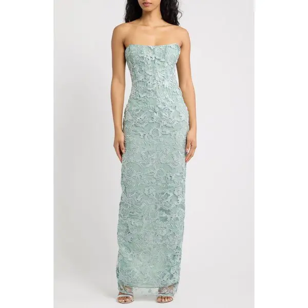 House Of Cb Anisa Strapless Beaded Maxi Dress - Jade