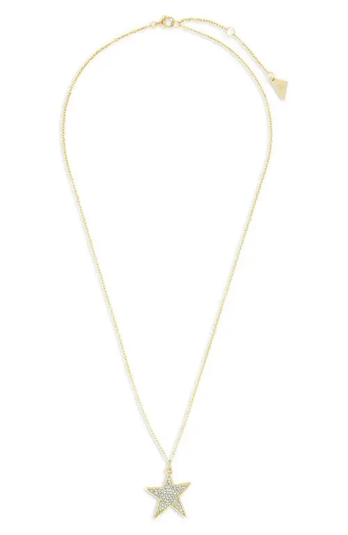 Sterling Forever Pavé Cubic Zirconia Star Pendant Necklace - Gold