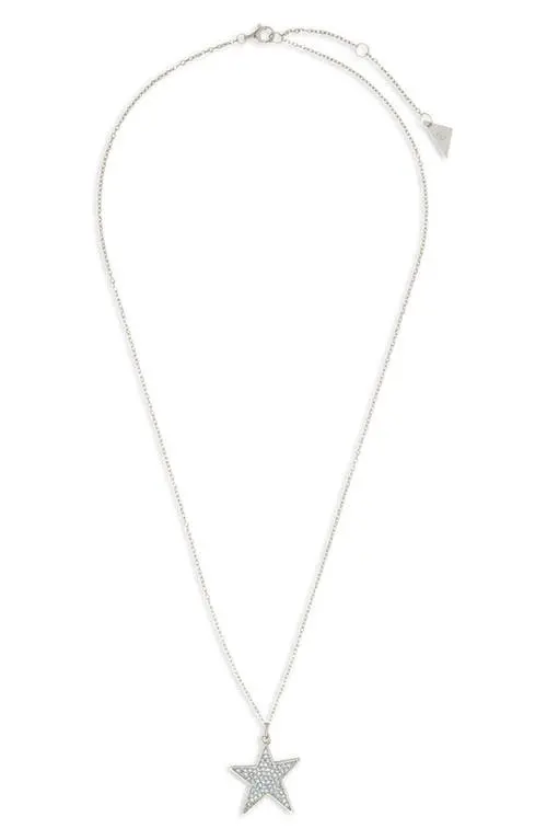 Sterling Forever Pavé Cubic Zirconia Star Pendant Necklace - Silver