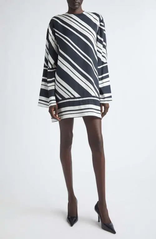 Brandon Maxwell The Leni Stripe Long Sleeve Tunic Dress