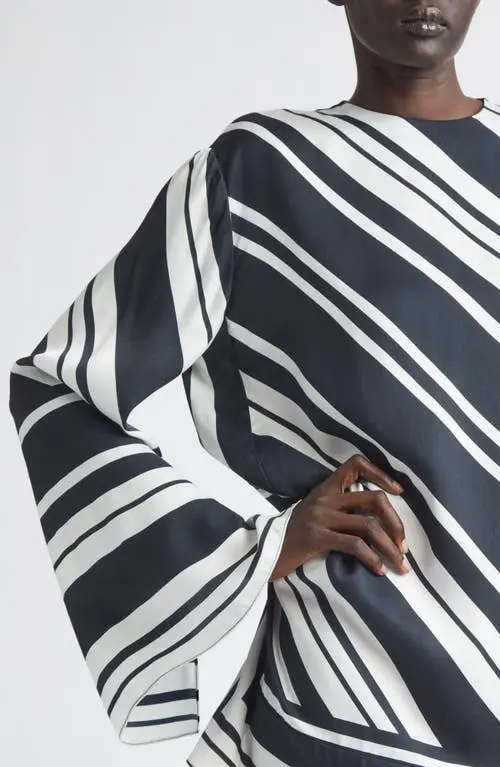 Brandon Maxwell The Leni Stripe Long Sleeve Tunic Dress