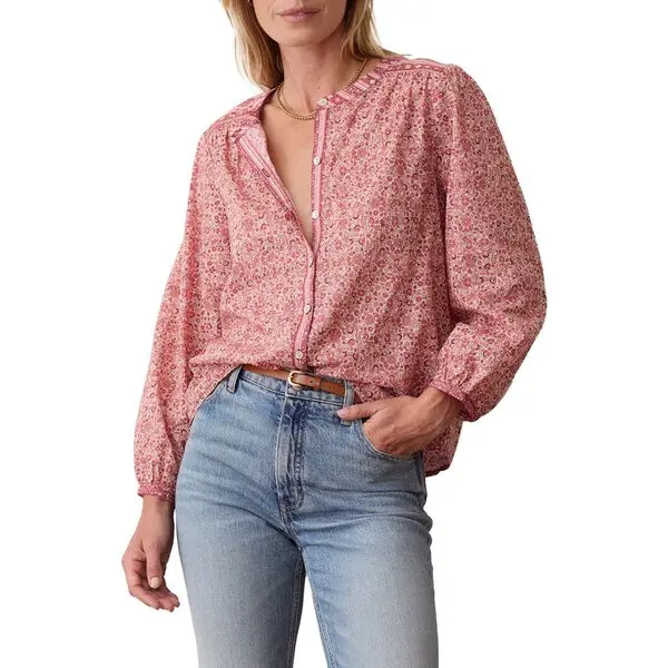 Marine Layer Vivian Floral Button-through Blouse
