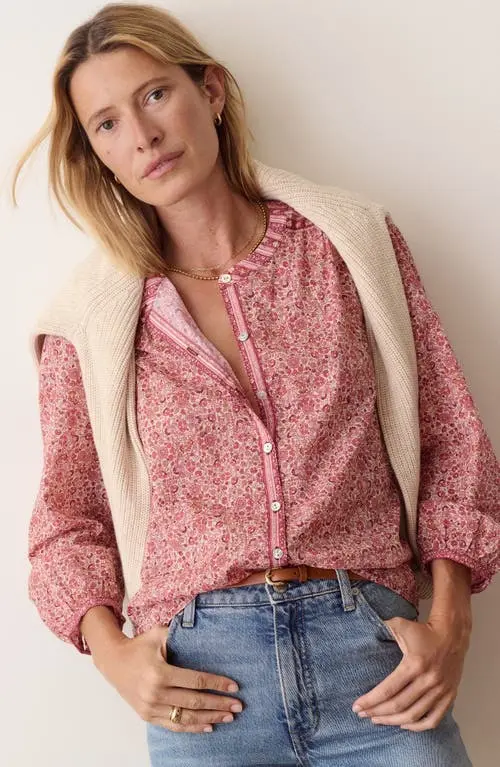 Marine Layer Vivian Floral Button-through Blouse