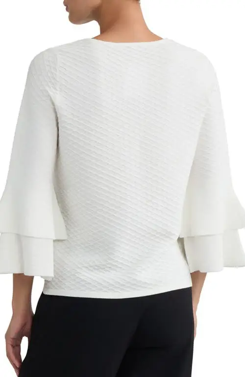 KASPER Textured Ruffle Sleeve Top - Vanilla Ice