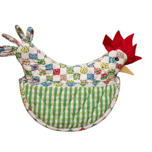 MODERN PRAIRIE Rebecca Happy Hen Mini Mitt - Green