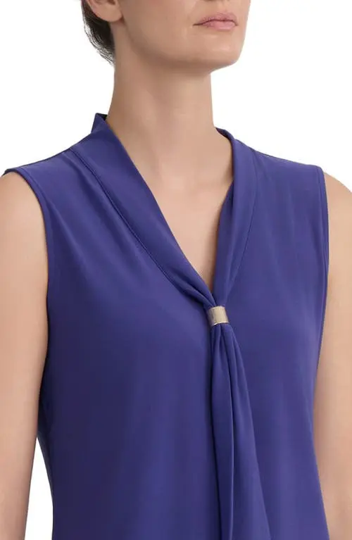 KASPER Sleeveless Tie Neck Top - Regal Plum