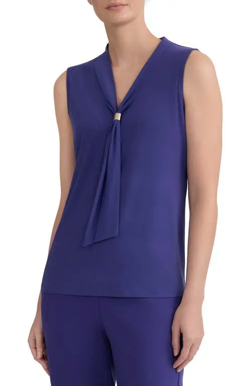 KASPER Sleeveless Tie Neck Top - Regal Plum