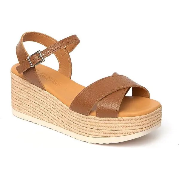 MENINA STEP Rita Espadrille Wedge Sandal - Tan