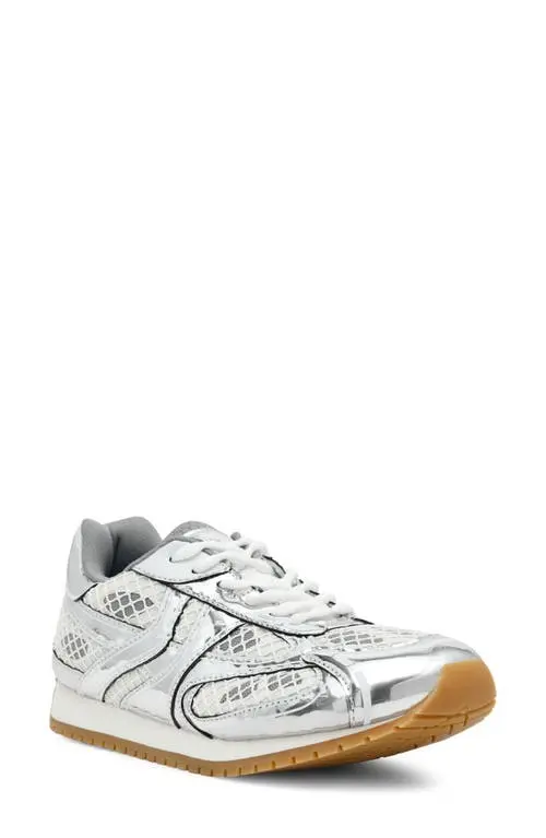Steve Madden Pager Sneaker With Mesh And Metallic Paneling