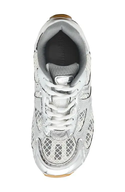 Steve Madden Pager Sneaker With Mesh And Metallic Paneling