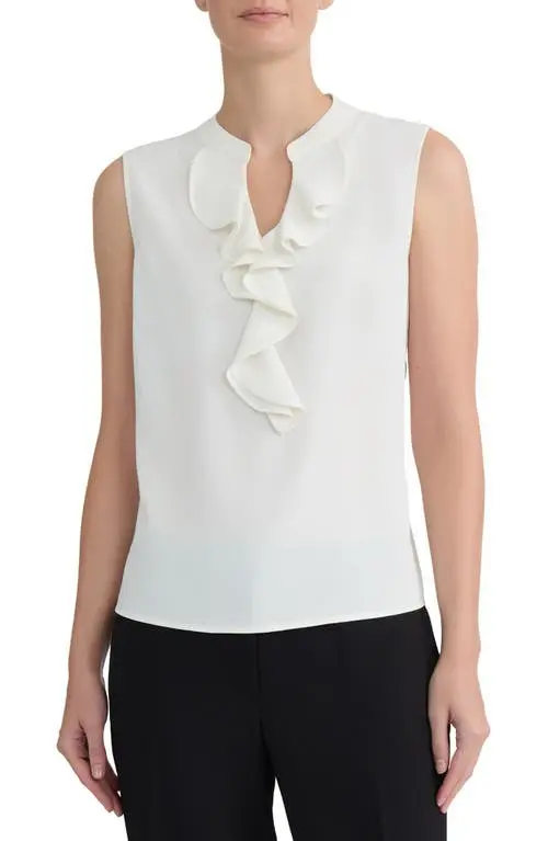 KASPER Sleeveless Ruffled Front Top