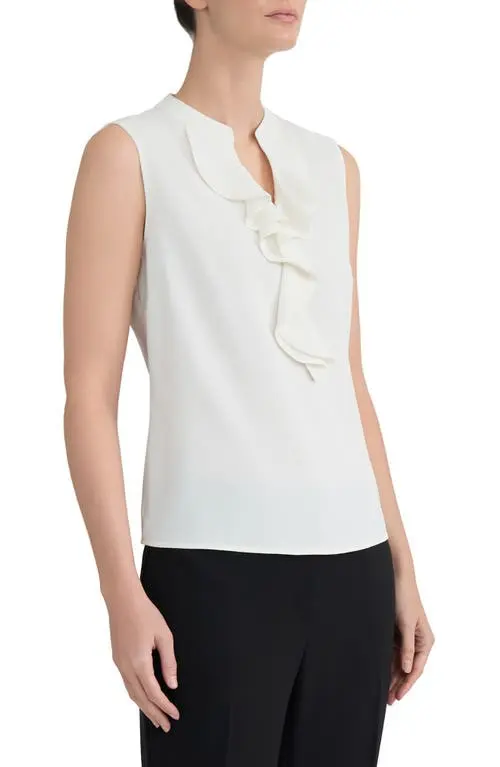 KASPER Sleeveless Ruffled Front Top