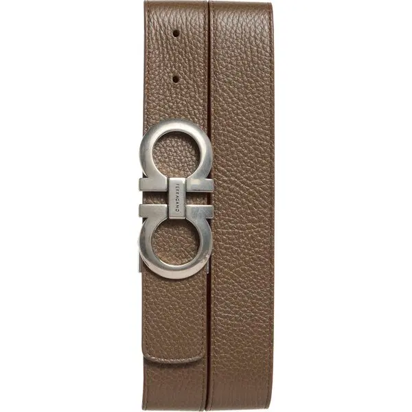 FERRAGAMO Reversible Double Gancio Belt - Clay Midbrown