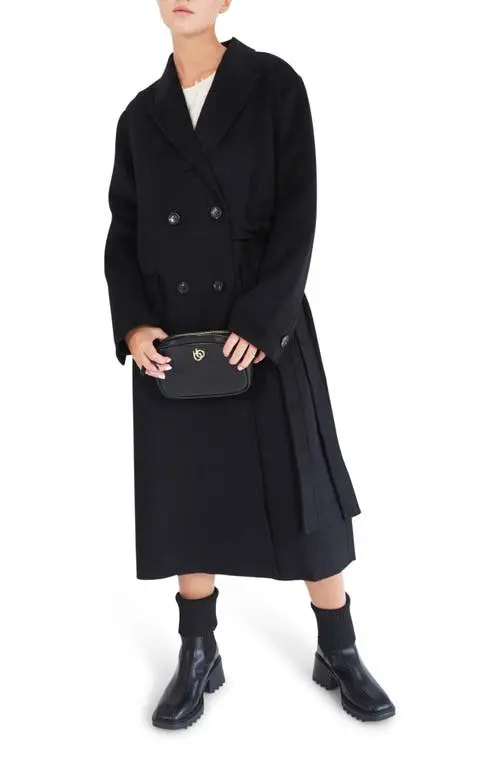 BELLE & BLOOM Right There Side Tie Wool Blend Coat