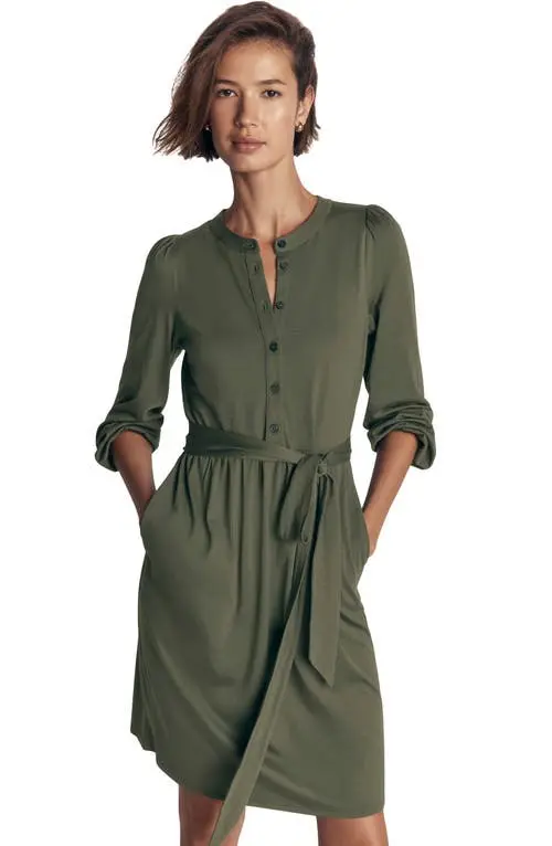 Boden Adele Belted Jersey Dress With Puff Sleeves