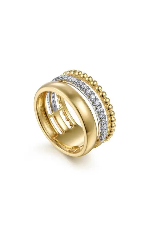 GABRIEL & CO. 14k White And Yellow Gold Diamond Band