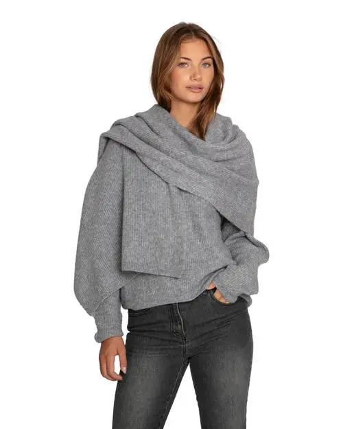 BELLE & BLOOM Wrap Me Up Scarf Sweater - Grey