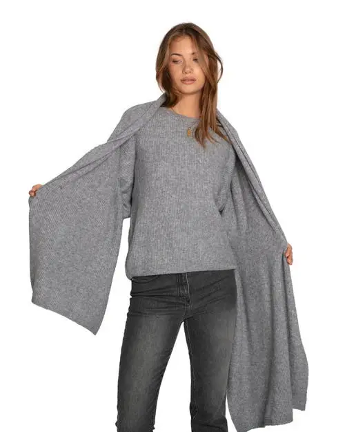 BELLE & BLOOM Wrap Me Up Scarf Sweater - Grey