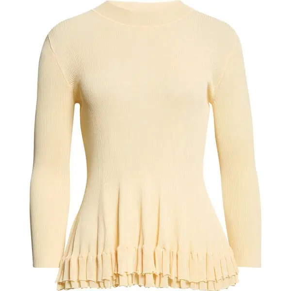 ASHLYN Garrett Peplum Ruffle Hem Mock Neck Top