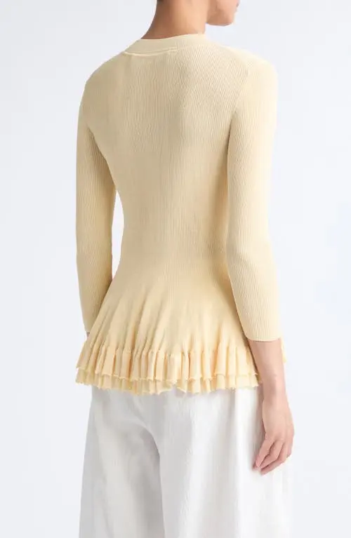ASHLYN Garrett Peplum Ruffle Hem Mock Neck Top