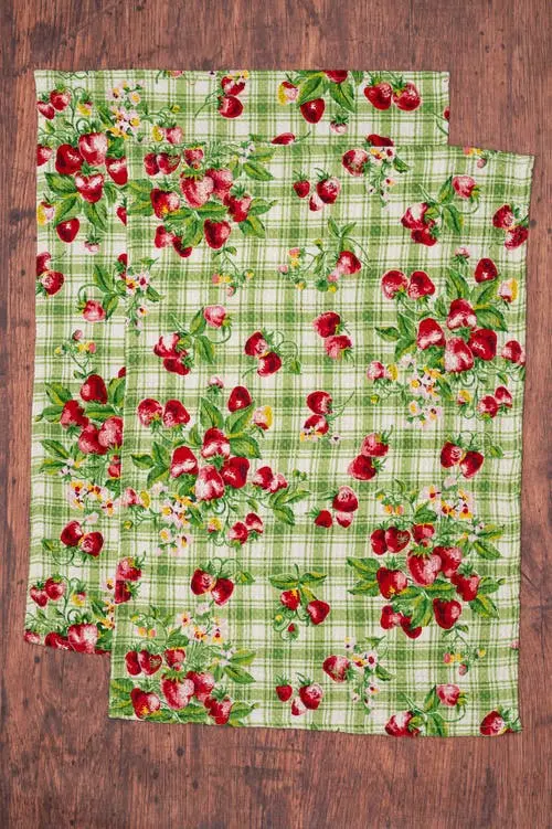 MODERN PRAIRIE Strawberry Gingham Tea Towels