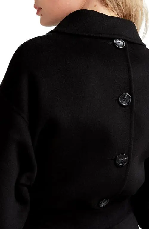 BELLE & BLOOM Wide Awake Split Hem Wool Blend Coat - Black