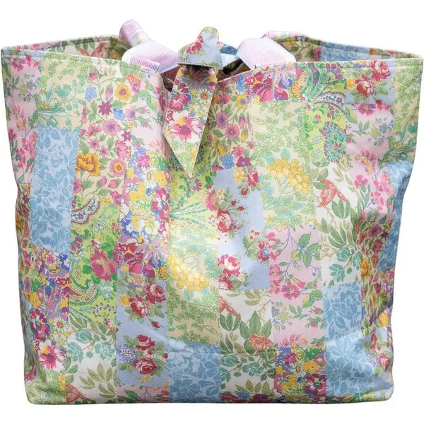MODERN PRAIRIE Garden Collage Patchwork Market Tote Bag - Green