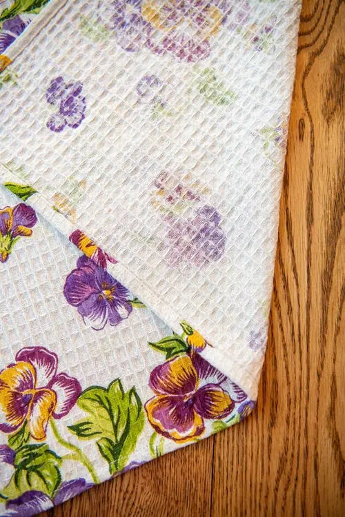 MODERN PRAIRIE Pansies Tea Towels