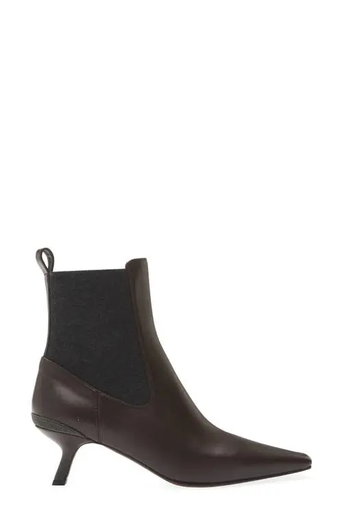 Brunello Cucinelli Snip Toe Kitten Heel Chelsea Boot