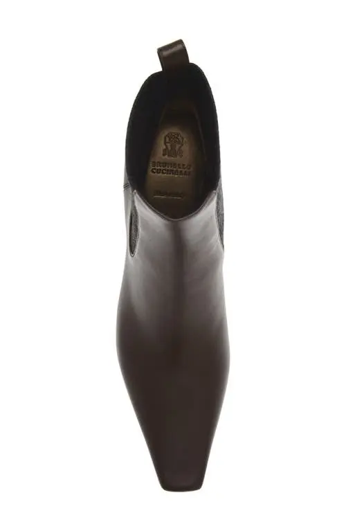 Brunello Cucinelli Snip Toe Kitten Heel Chelsea Boot