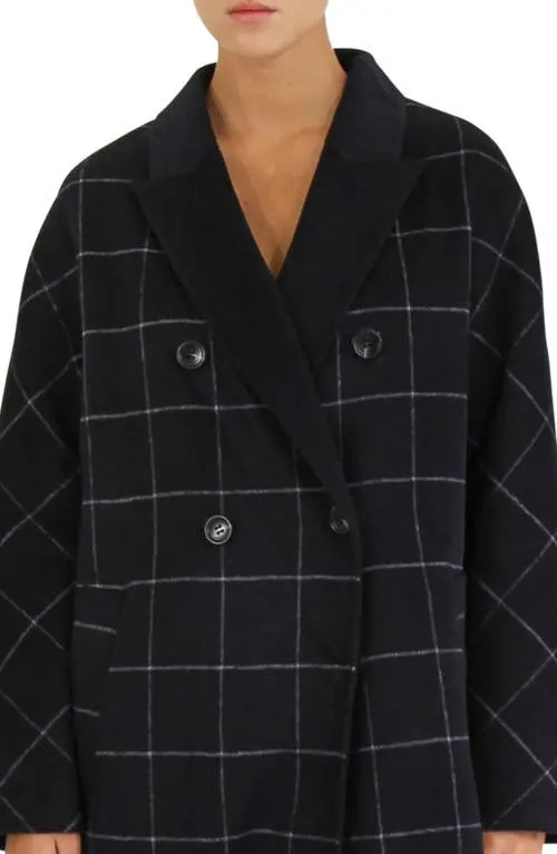 BELLE & BLOOM Windowpane Plaid Wool Blend Coat